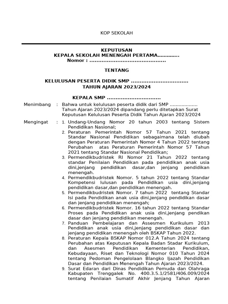 Format SK Kelulusan | PDF