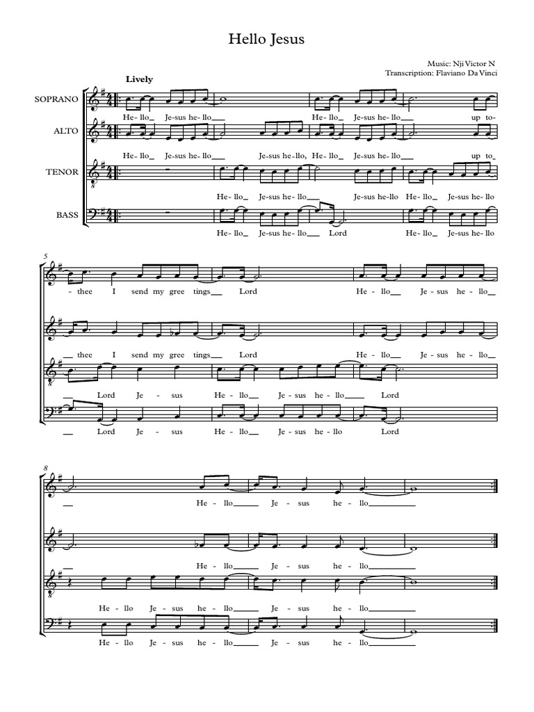 Hello Jesus - 1 - 7 - Full Score | PDF | Choral Music | Choral Compositions