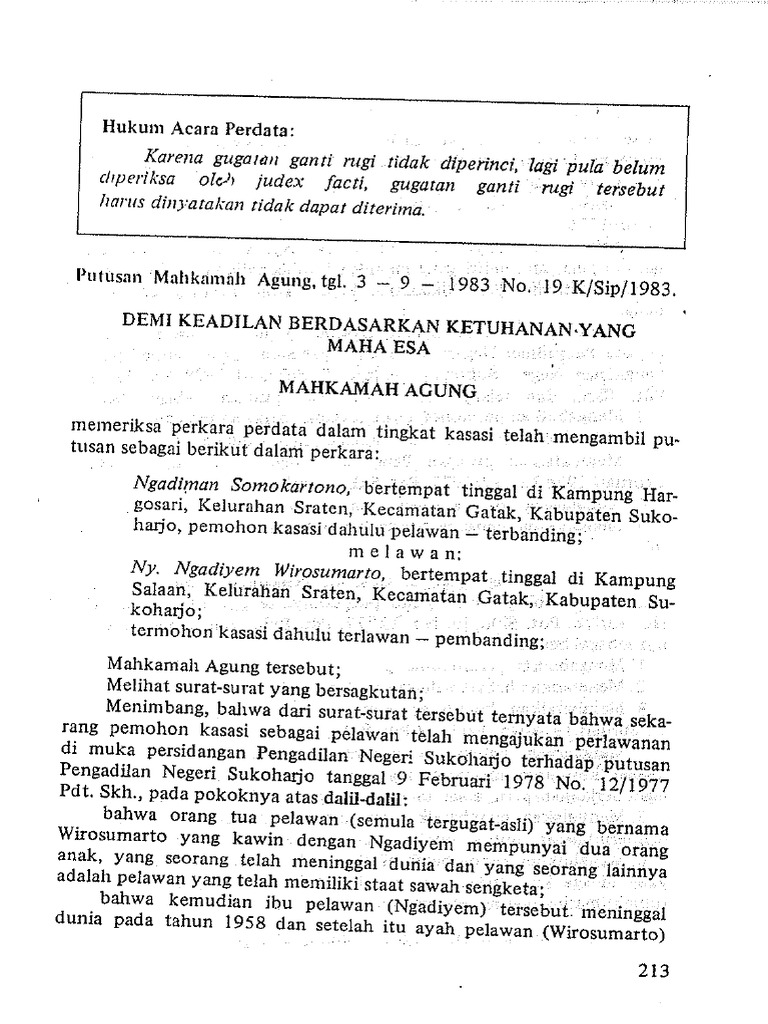 Yurisprudensi Mahkamah Agung RI No 019K SIP 1983 Tahun 1983 | PDF