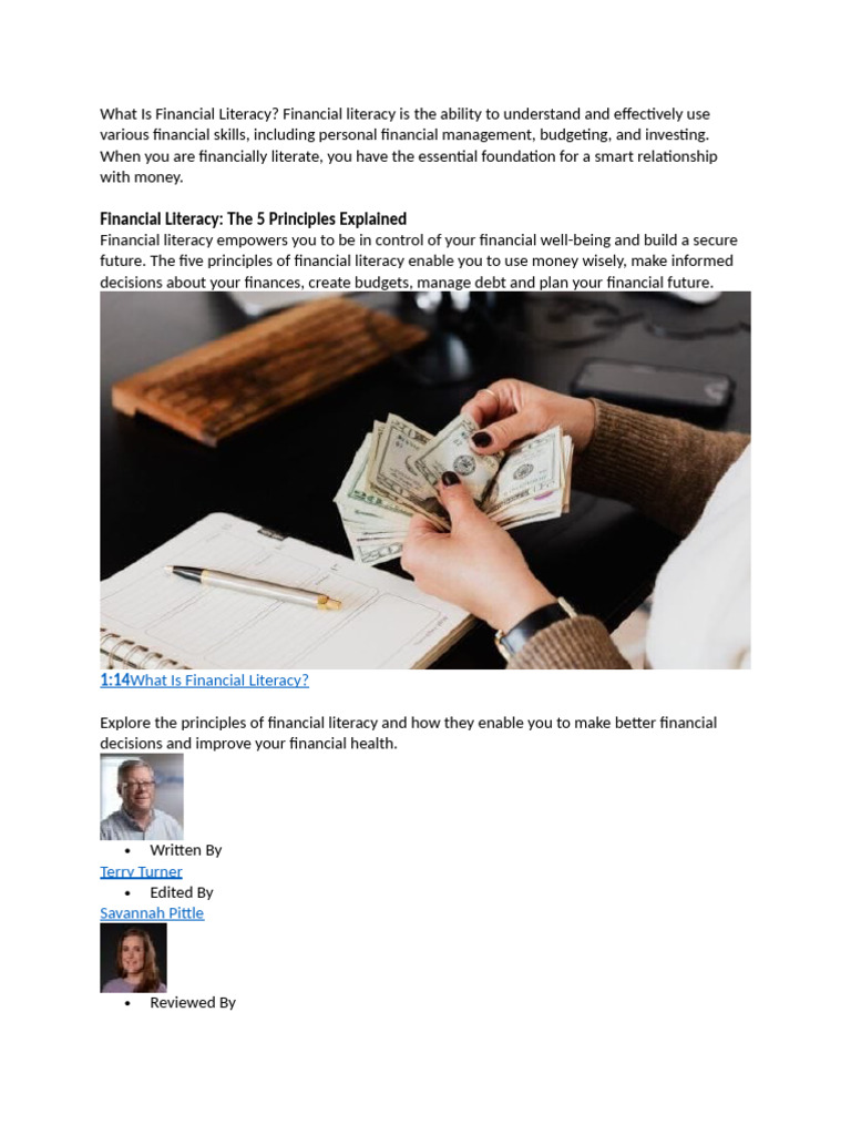 What Is Financial Literacy | PDF | Loans | Finance & Money Management