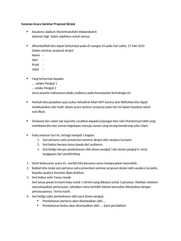 Susunan Acara Seminar Proposal-1 | PDF