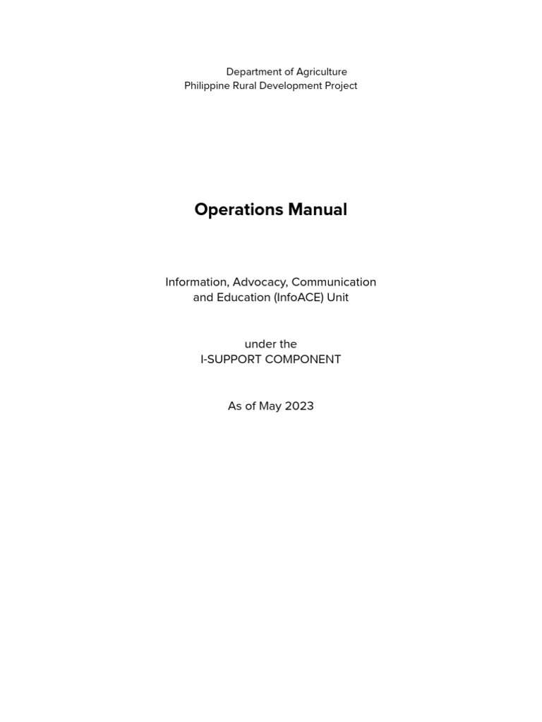 PRDP Scale Up InfoACE Operations Manual | PDF