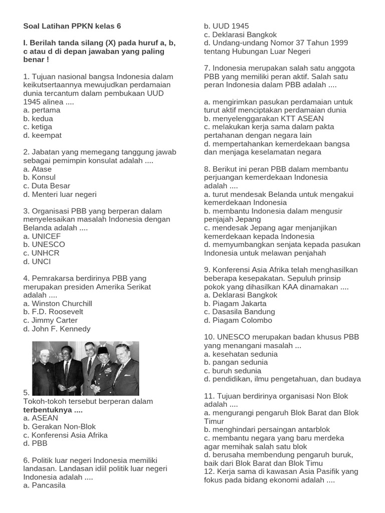 soal latihan PPKn kelas 6 | PDF
