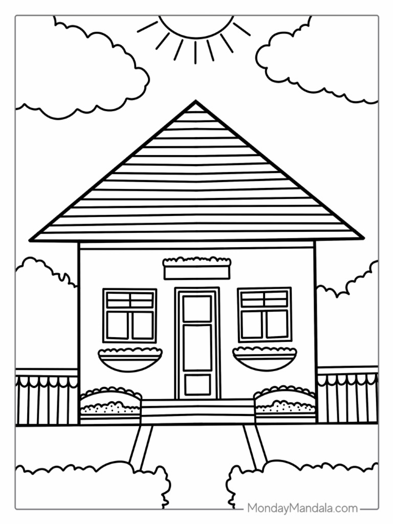 Easy-Outlined-House-Coloring-Sheet | PDF