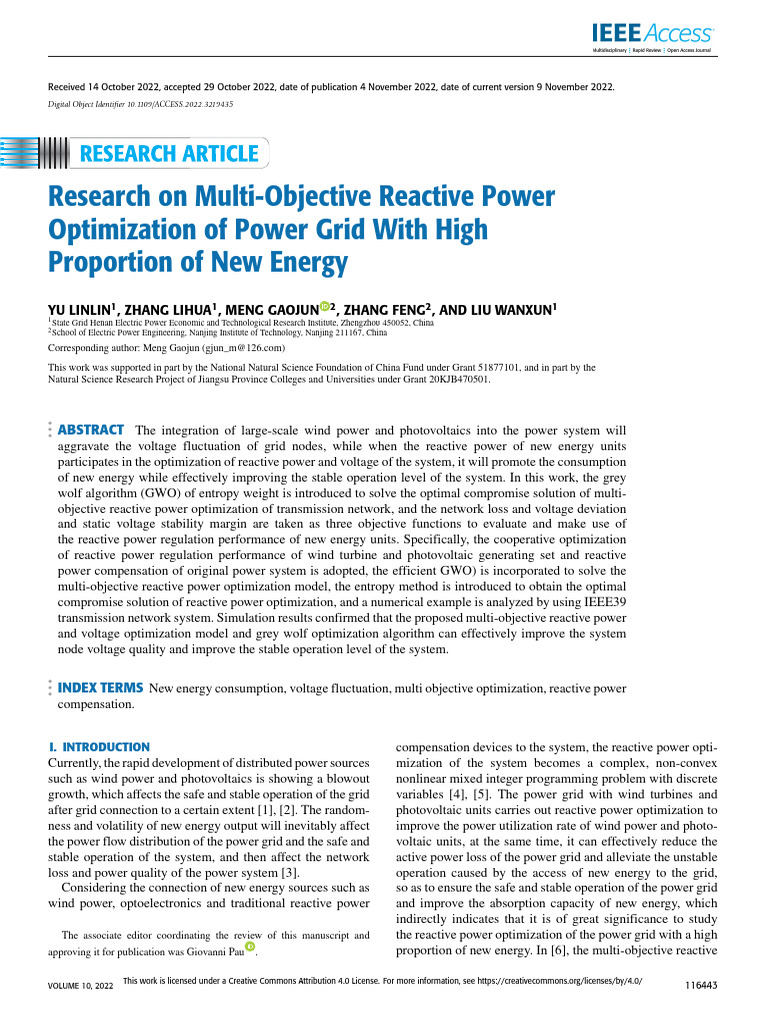 Research On Multi Objective Reactive Power Optimization Of Power Grid