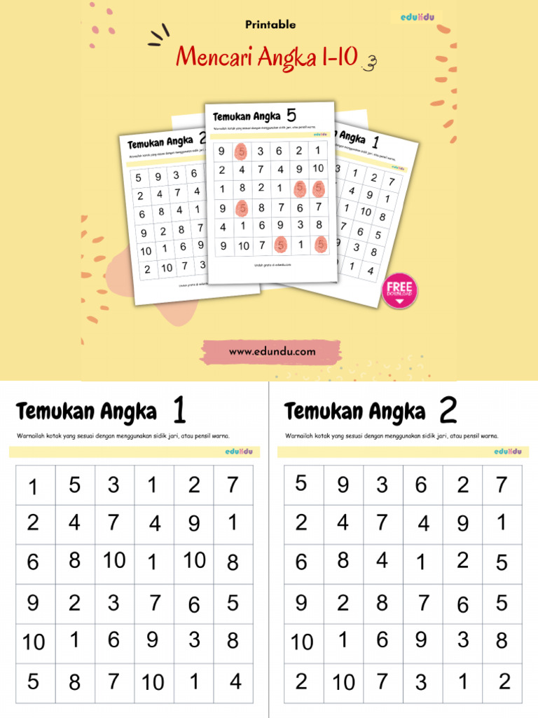 Printable Mencari Angka (A4l) | PDF