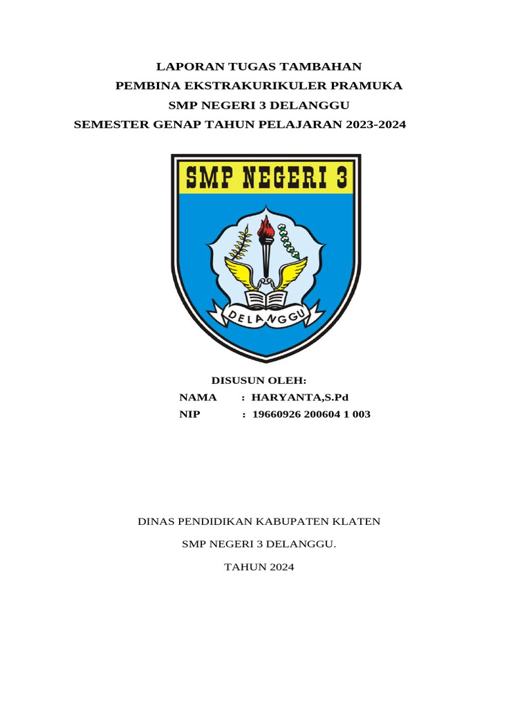 Laporan Ekstrakurikuler Pramuka SMP N 3 Delanggu | PDF