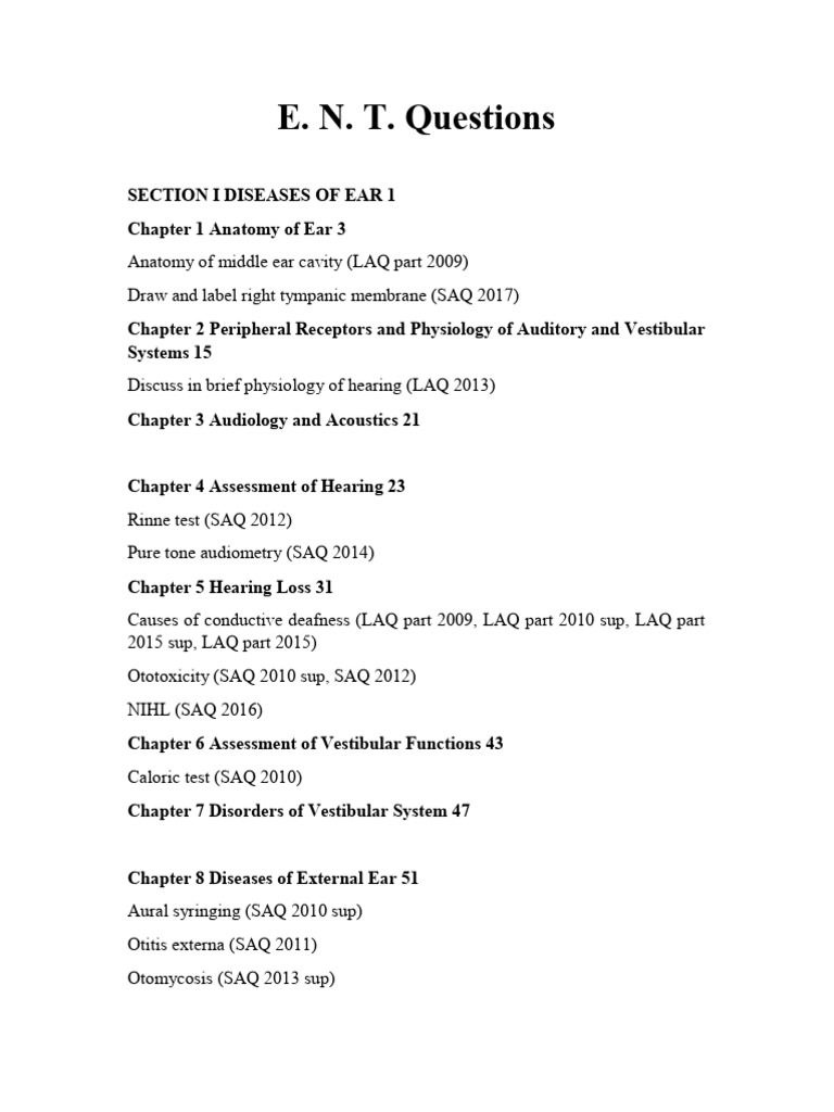 ENT Questions | PDF