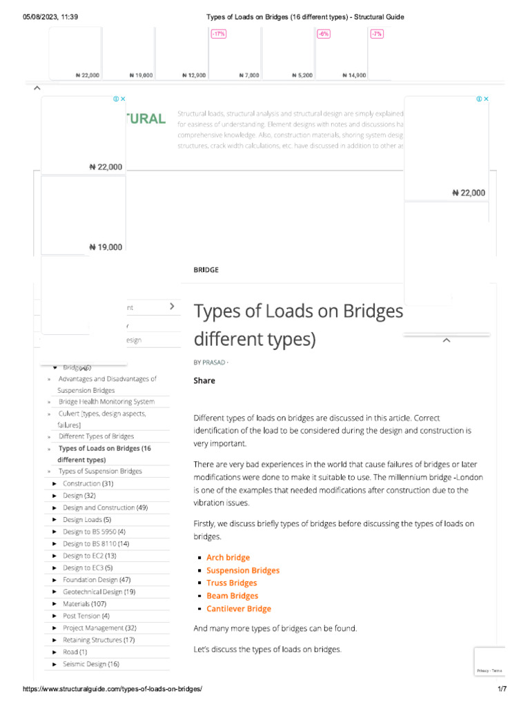 Types of Loads on Bridges (16 different types) - Structural Guide | PDF