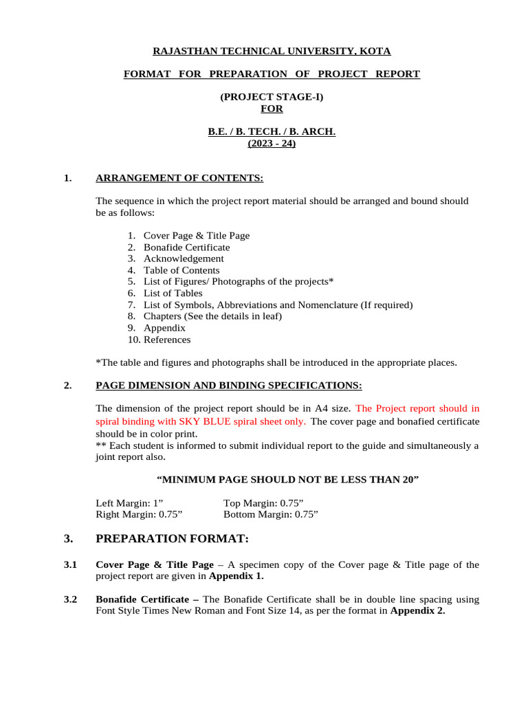 DUMMY FORMAT FOR PROJECT StageI - 2023 | PDF