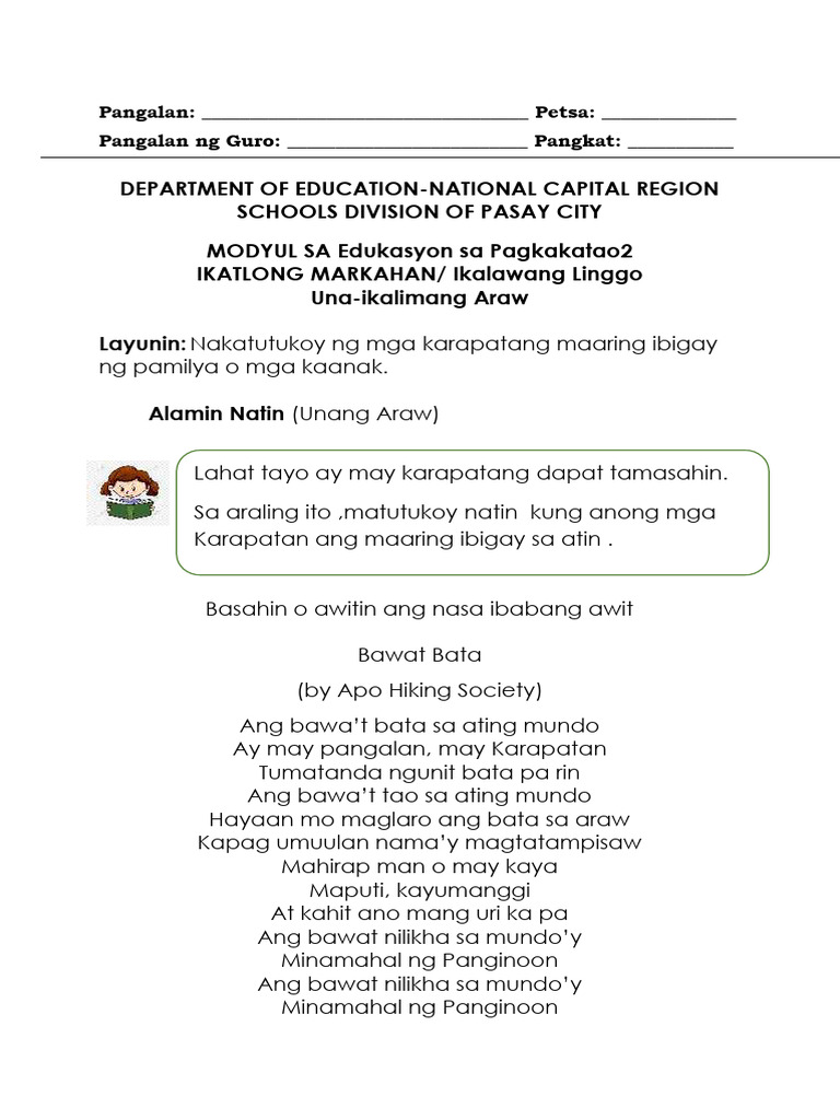 7 Pasay-EsP2-Q3-W2 | PDF