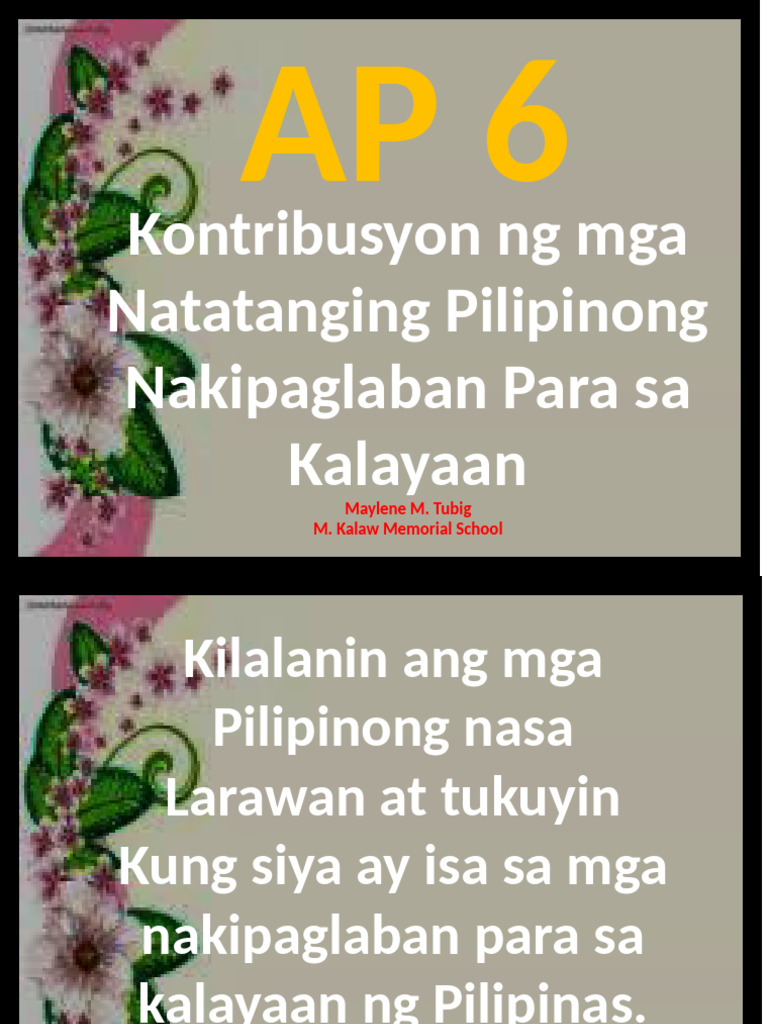 AP6 q1 Week 8 Day 1 | PDF