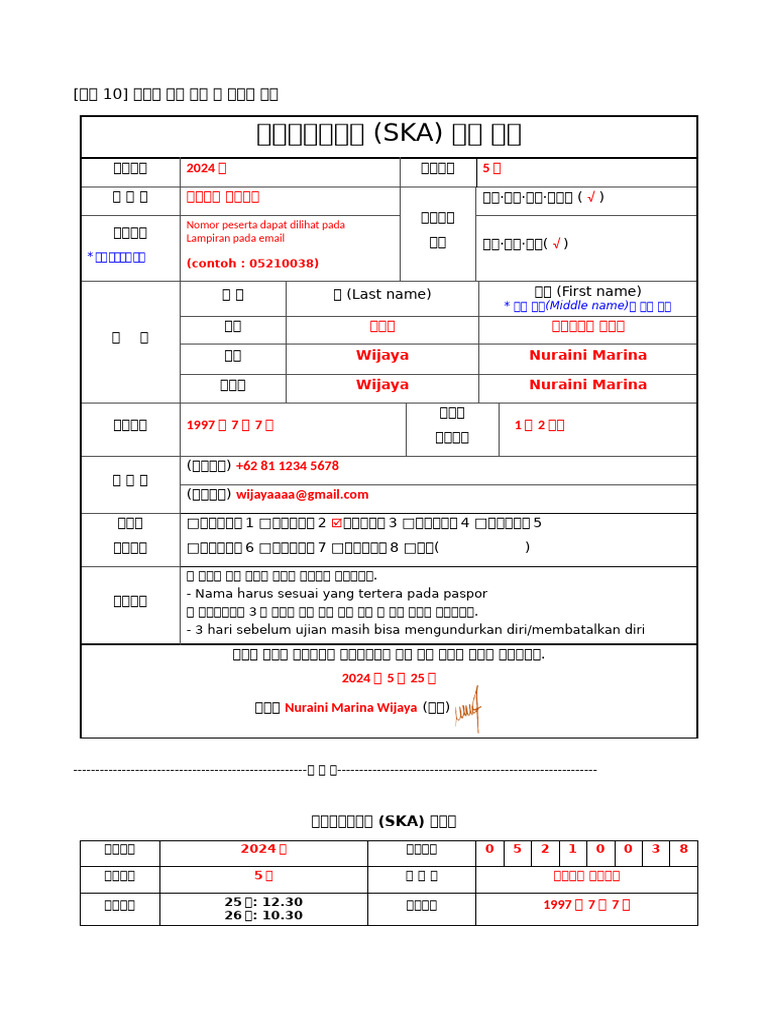 (Lampiran) Contoh Pengisian Form Pendaftaran SKA Dan Kartu Identitas ...