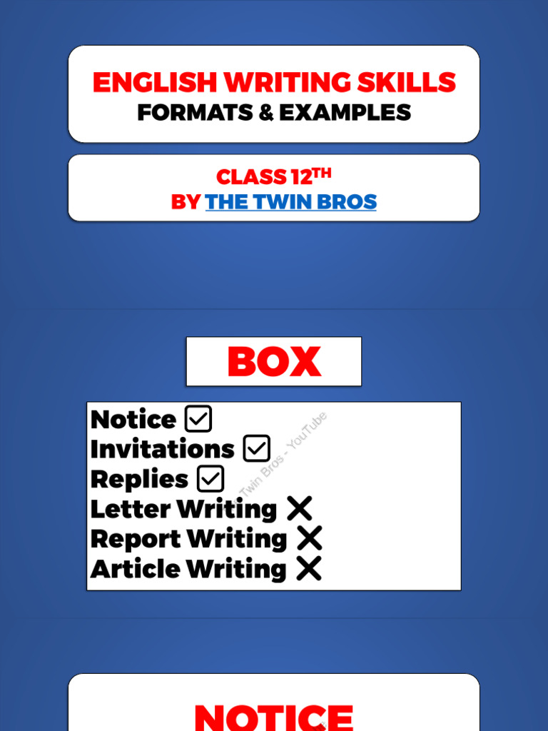 English Writing Skills Class 12 | PDF