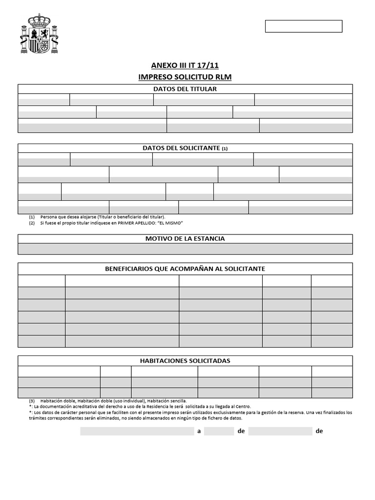 Anexo III Solicitud RLM | PDF