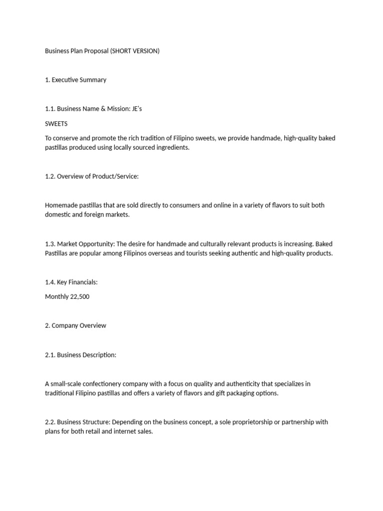 Business Plan Proposal | PDF