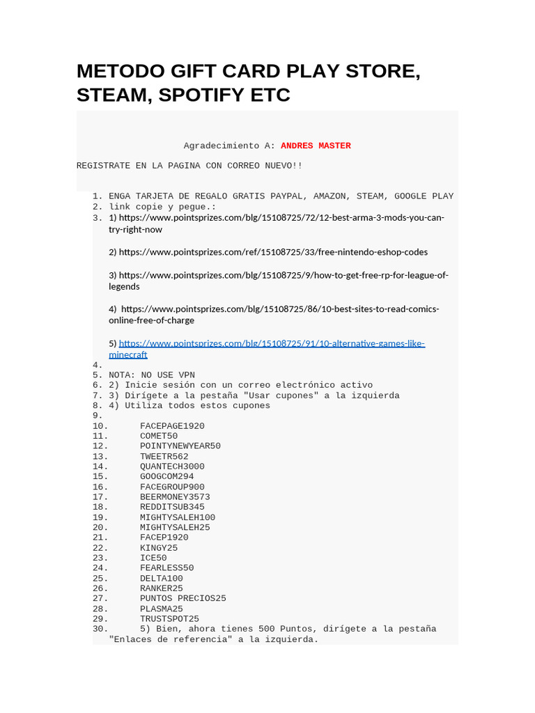 Metodo de Giftcard 2020 Junio | PDF | Juegos y actividades