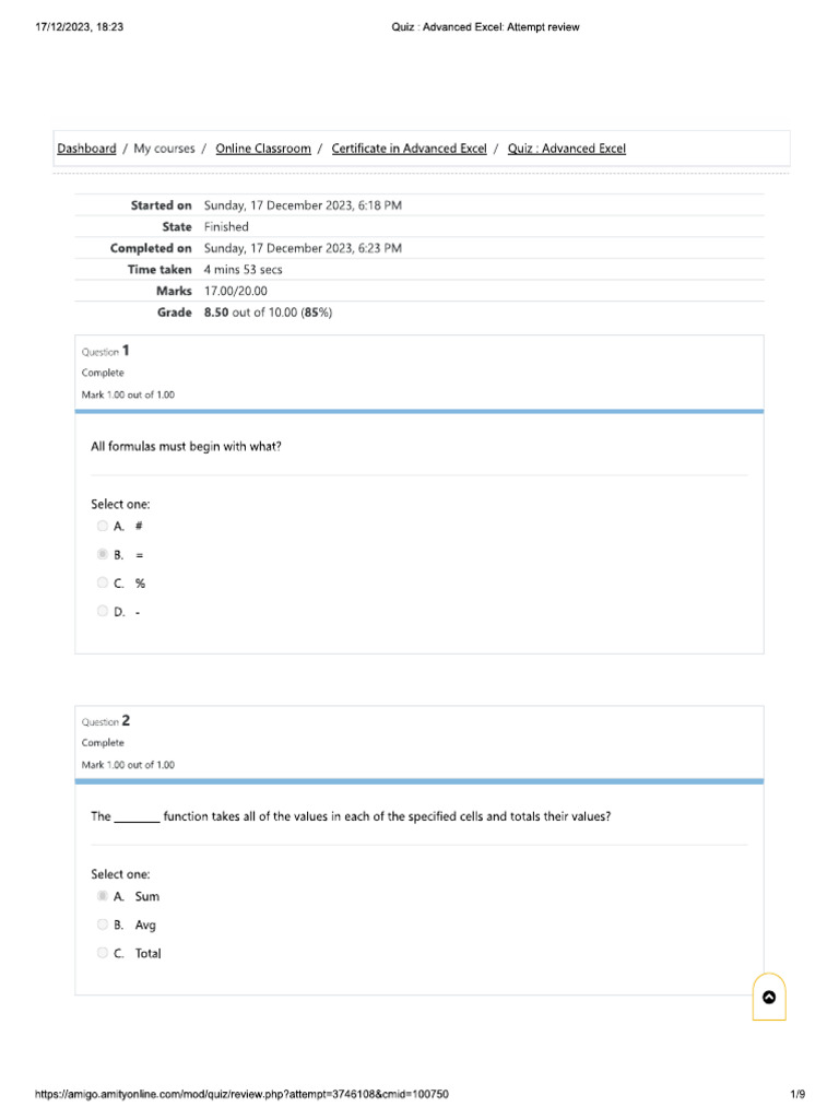 Excel Certification Pdf