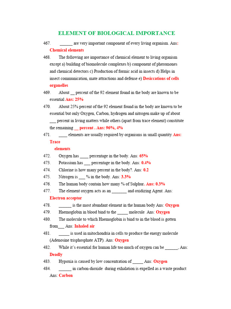 Element of Biological Importance | PDF