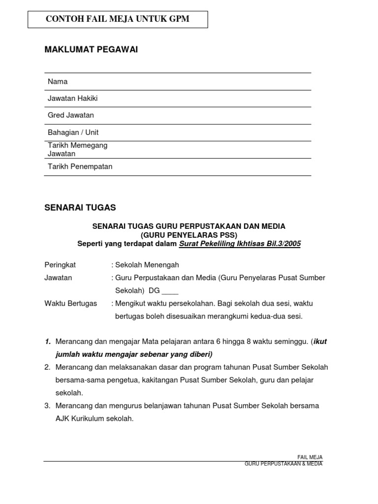 Contoh Fail Meja GPM | PDF