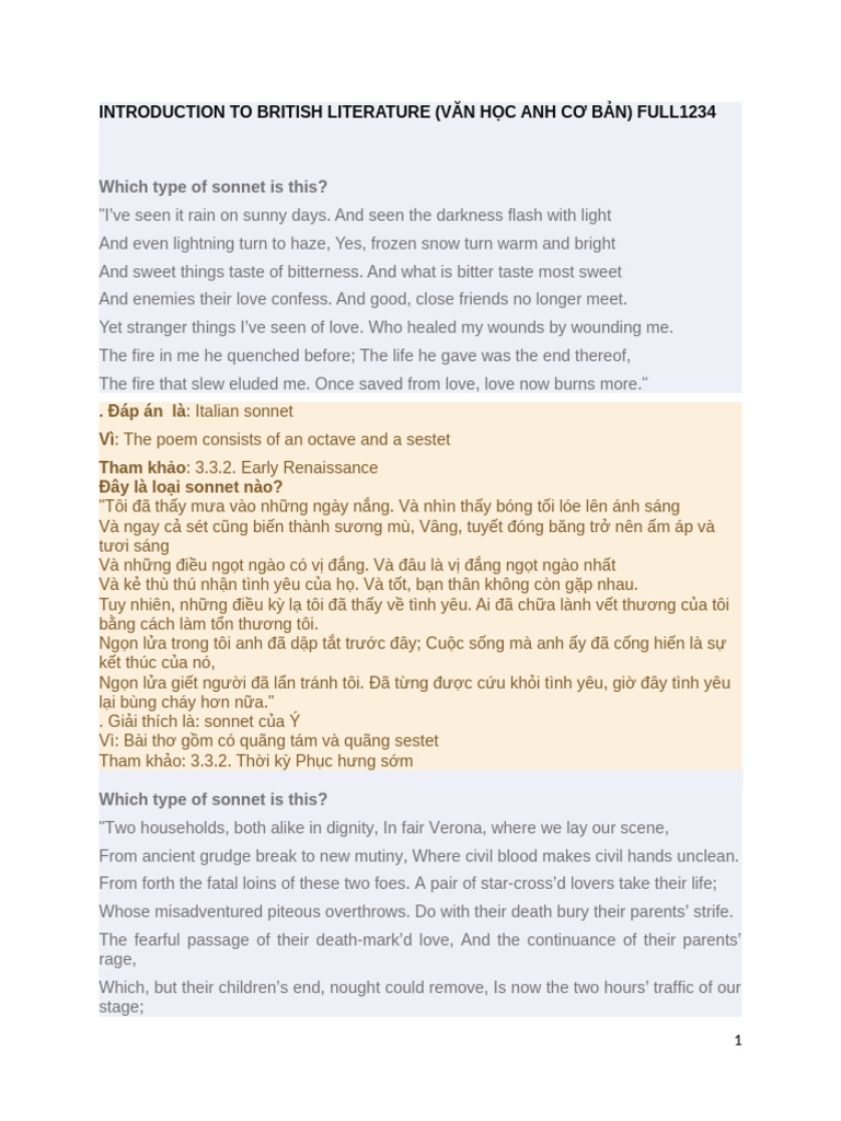 Introduction to British literature (Văn học cơ bản) full | PDF