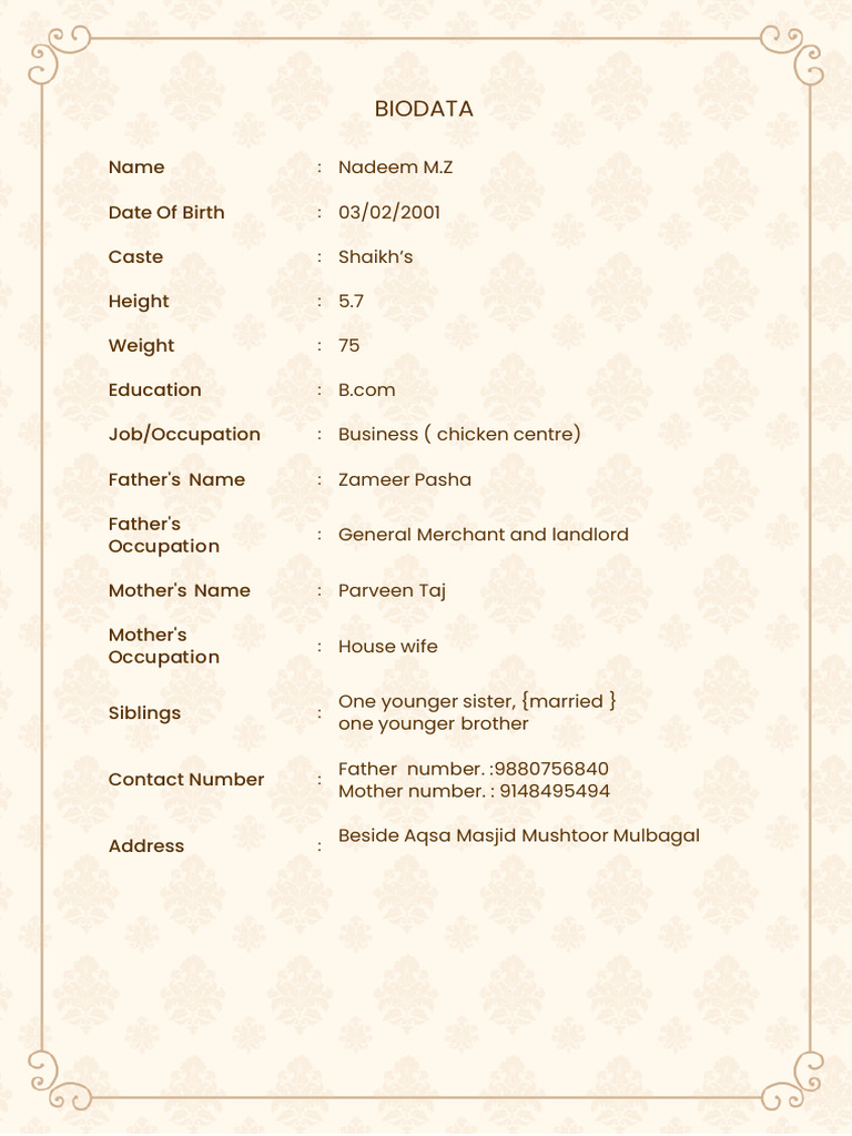 Nadeem M.Z-Apnabiodata | PDF