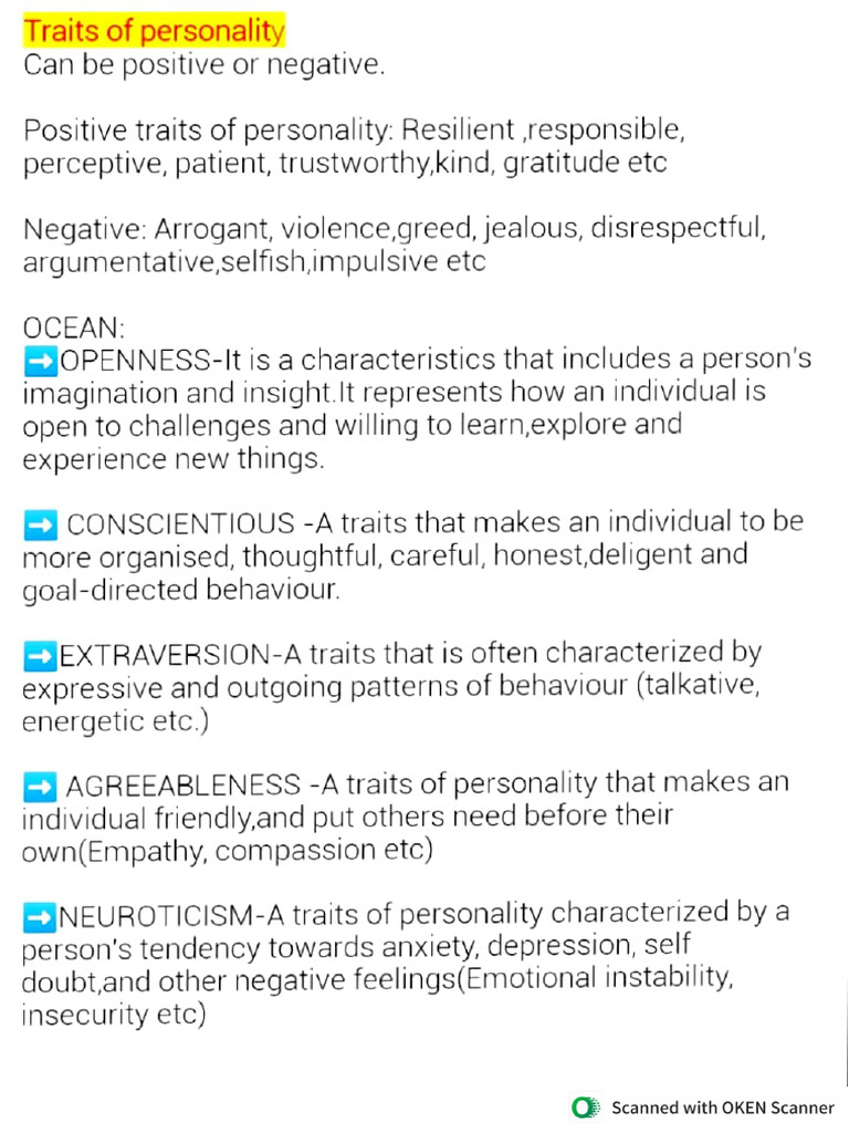Traits of Personality | PDF