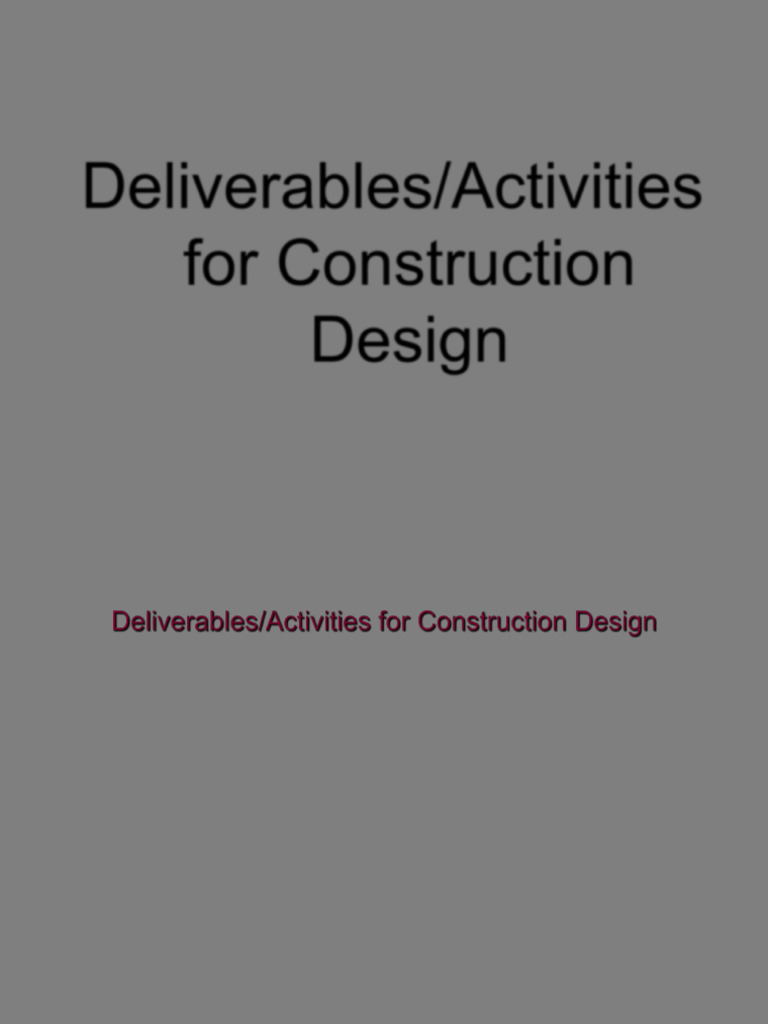 Deliverables and Activities For Construcion Design | PDF ...