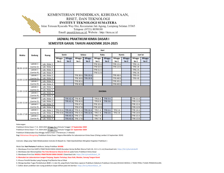Jadwal Praktikum Ganjil 2024-2025 Fix | PDF