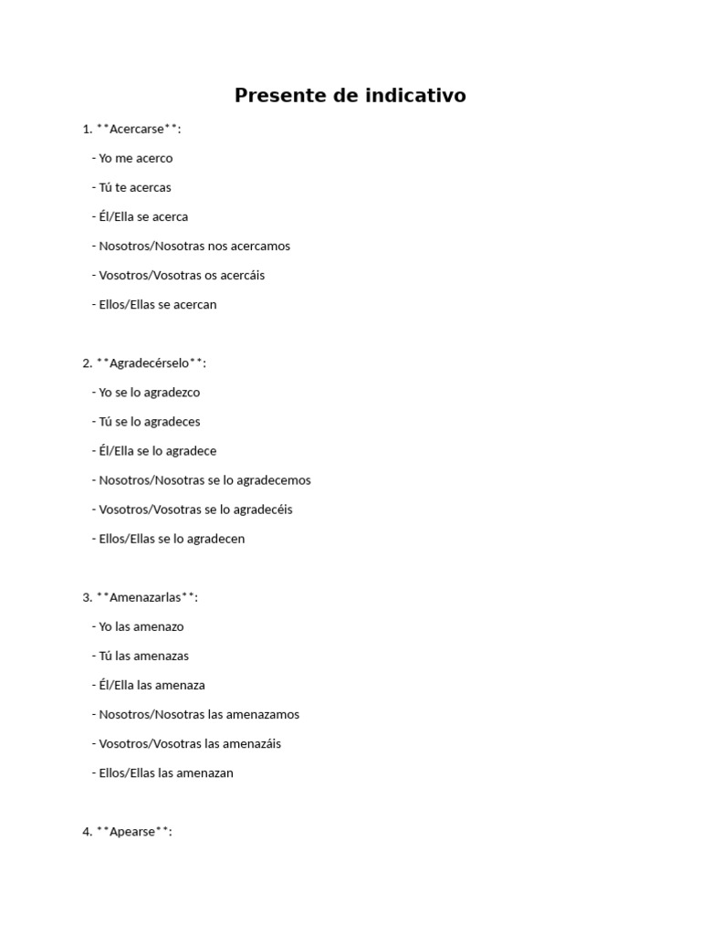 Presente de Indicativo | PDF