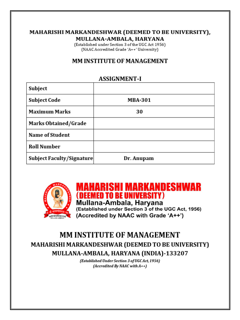 Assignment Front Page | PDF