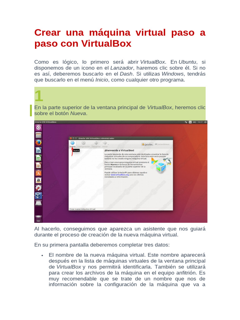 Crear Una Máquina Virtual Paso a Paso Con VirtualBox | PDF