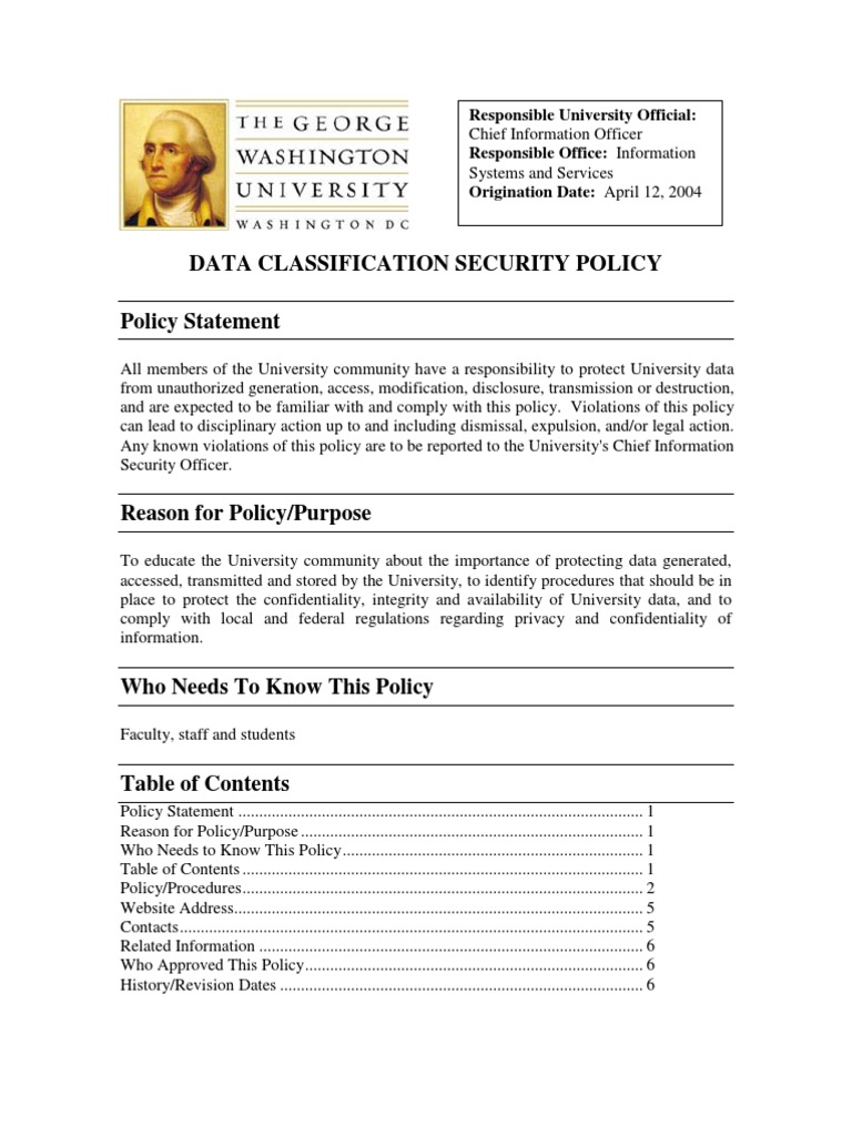 Data Classification Policy | PDF