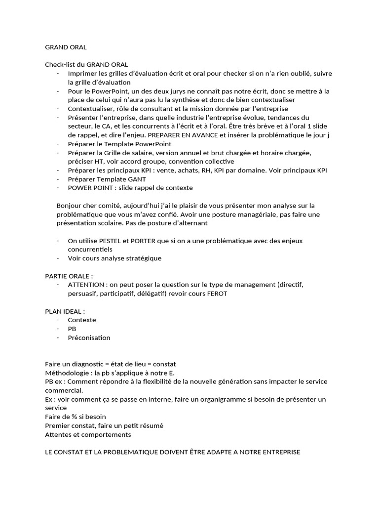 Grand Oral | PDF