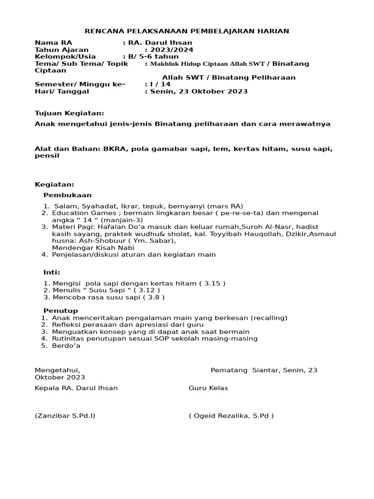 RPPH Minggu 14 | PDF