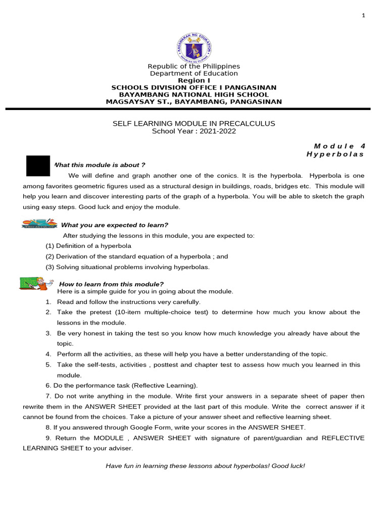 Module 4 Hyperbolas Sy2021 2022 Pdf