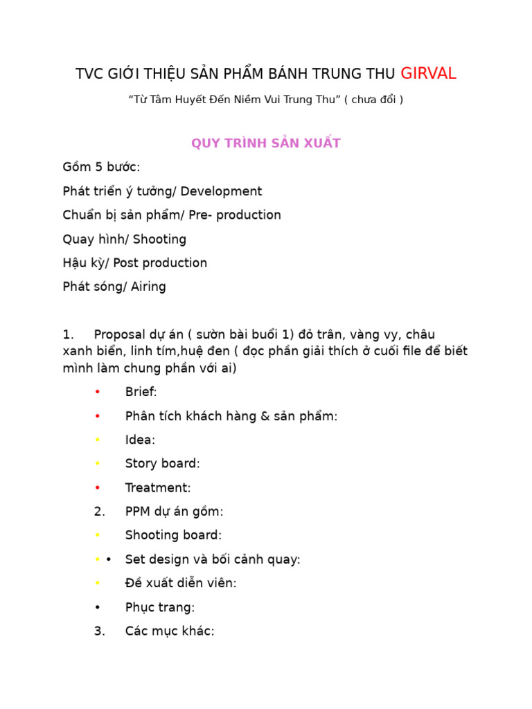 TVC Giới Thiệu Sản Phẩm Bánh Trung Thu Girval | PDF