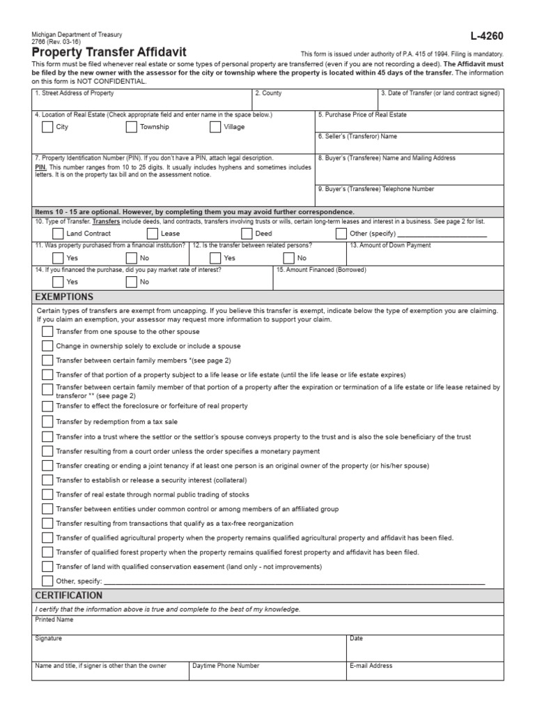 Property Transfer Affidavit Form | PDF | Contract Law | Private Law