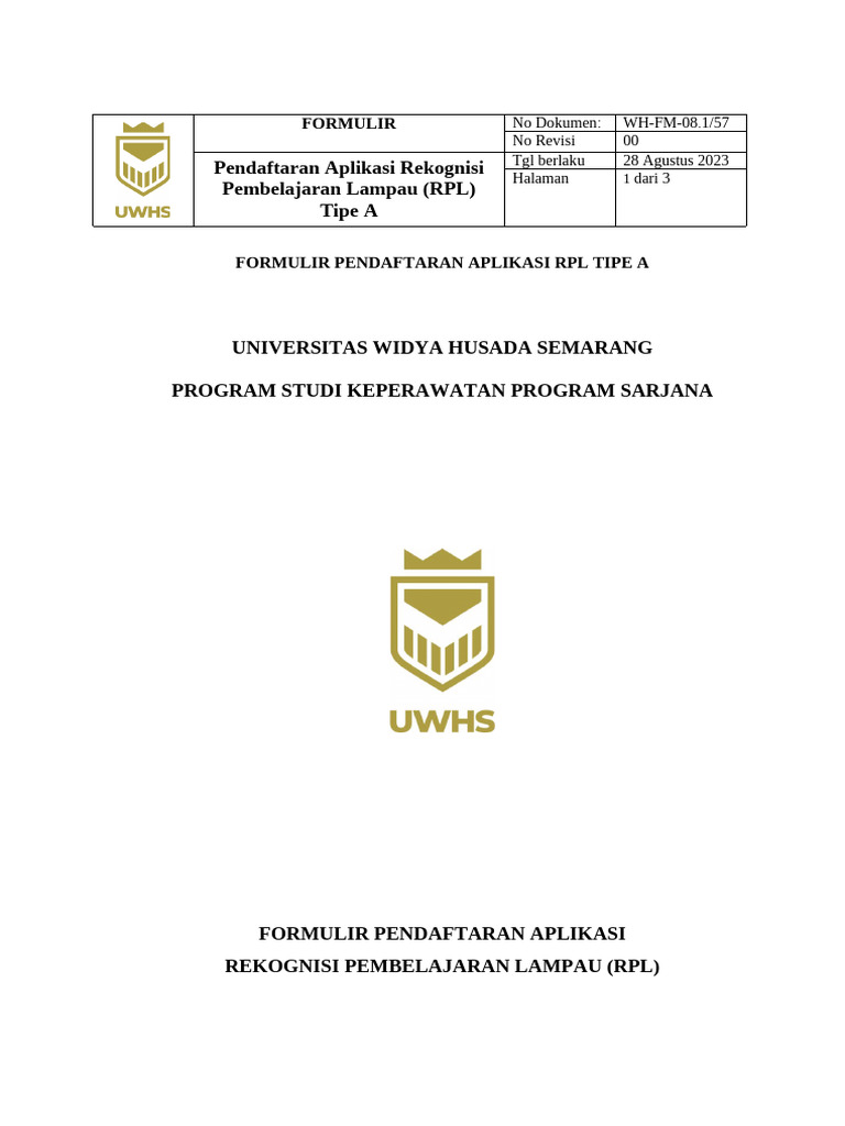 CONTOH PENGAJUAN RPL | PDF