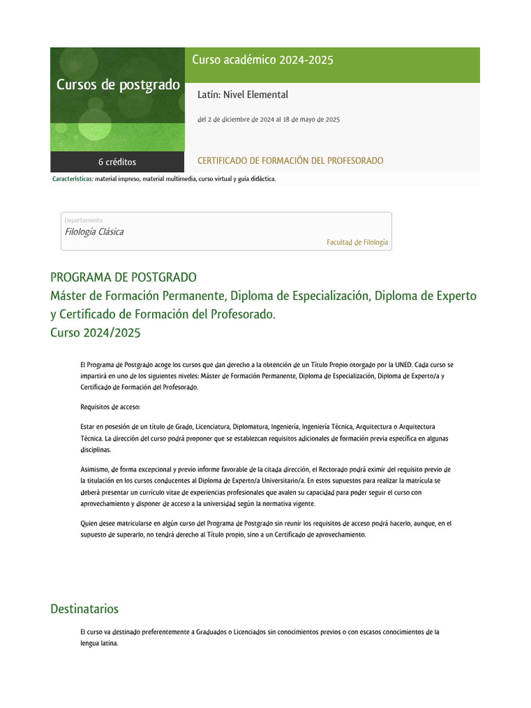 Latín - Nivel Elemental | PDF