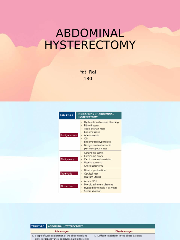 Abdominal Hysterectomy | PDF