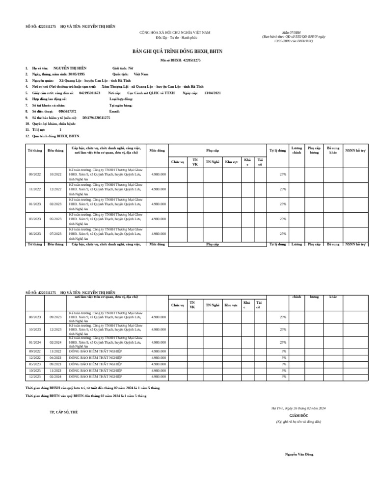 Quá Trình Đóng BHXH | PDF