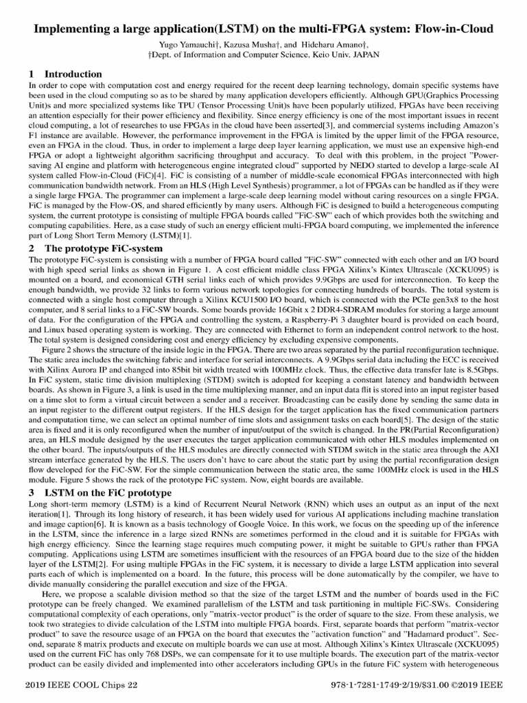 Implementing A Large ApplicationLSTM On The Multi-FPGA System Flow-In-Cloud | PDF