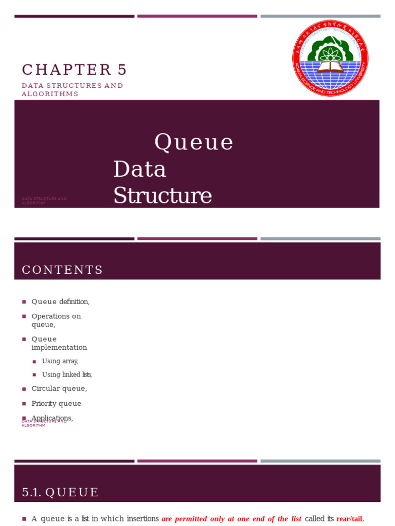 DSA Chapter 5 - Queue | PDF DSA Chapter 5 - Queue | PDF