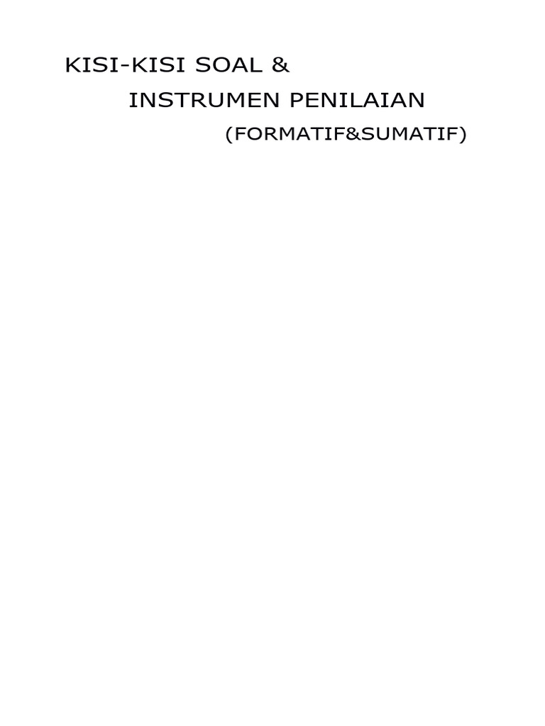 Kisi-Kisi Soal & Instrumen Penilaian: (Formatif&Sumatif) | PDF