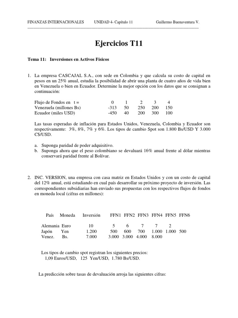 Ejercicios t11 | PDF | Yen japonés | Euro