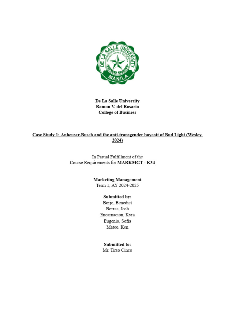 MARKMGT Case Study - Group 1 | PDF