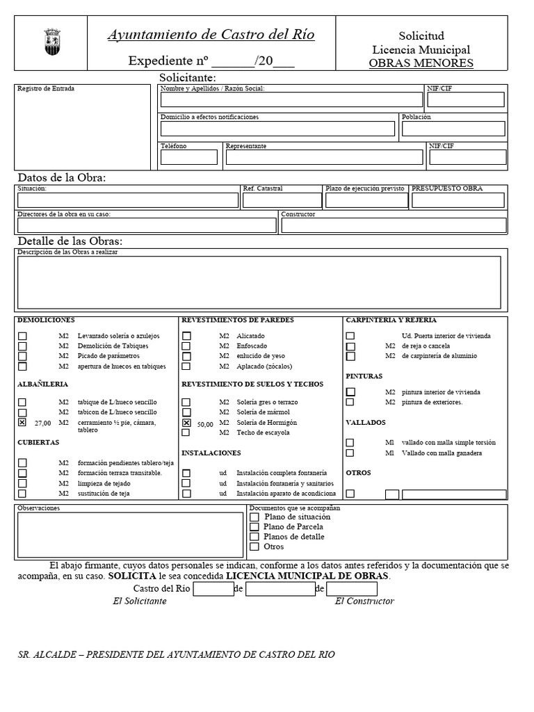 Solicitud Obra MenorRellenable | PDF