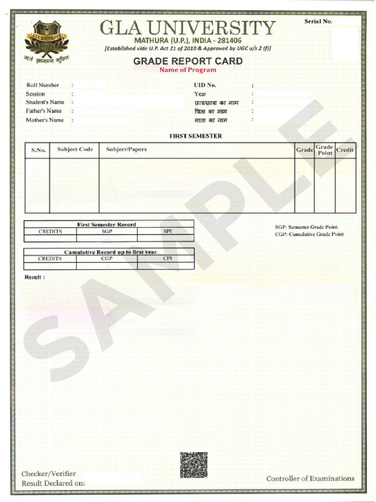 Sample Marksheet | PDF