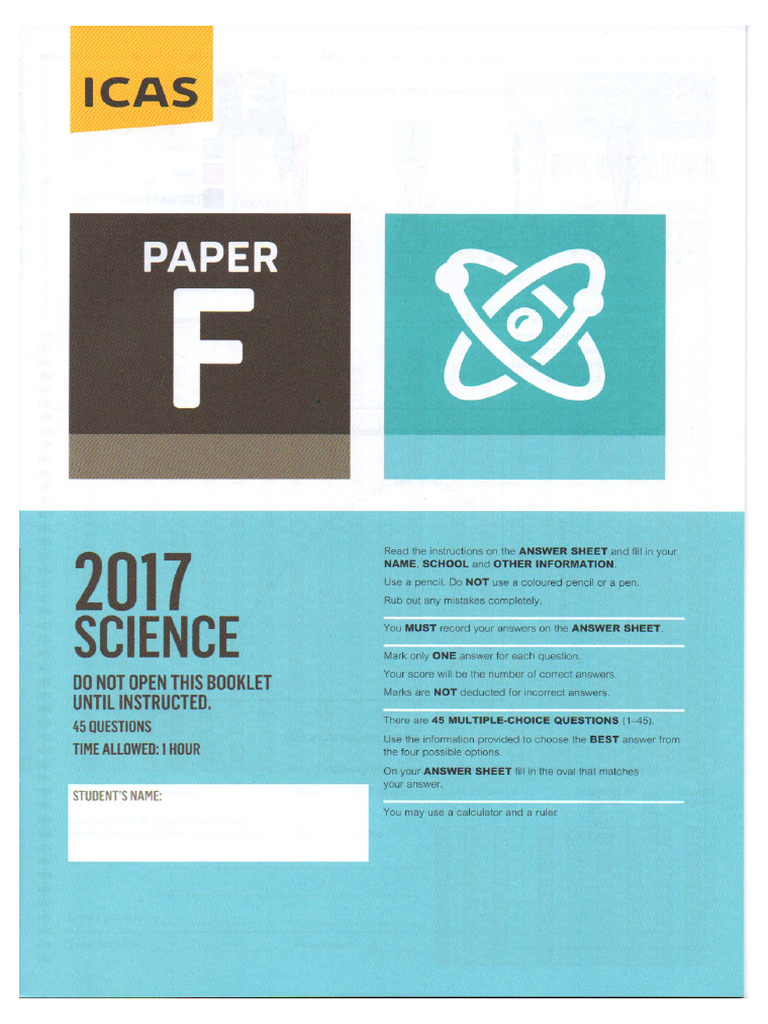 ICAS 2017 - Science - Paper F | PDF